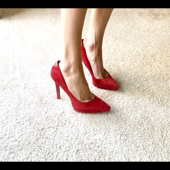 Sam Edelman | Shoes | Sam Edelman Red Celia Pumps Suede 7m | Poshmark